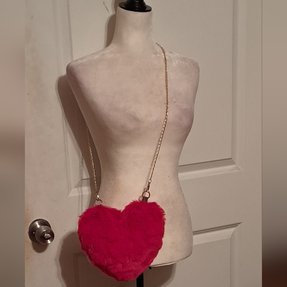 Bags | New Fluffy Heart Shaped Crossbody Purse | Poshmark